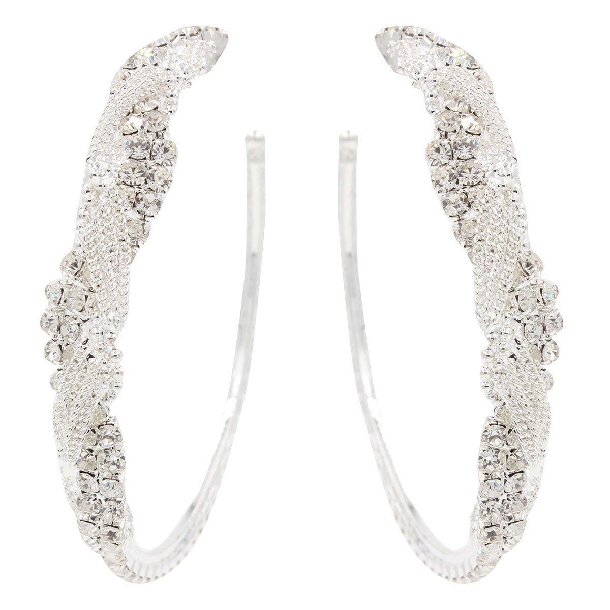 Clip On Stunning Crystal Braided Hoop Earrings – Clip On Earrings